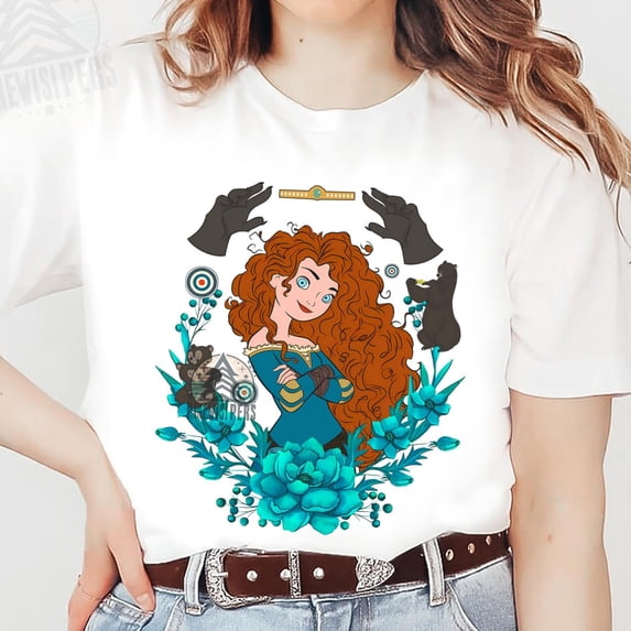 Disney Merida Princess Floral Villains Hand Shirt Retro Brave Princess ...