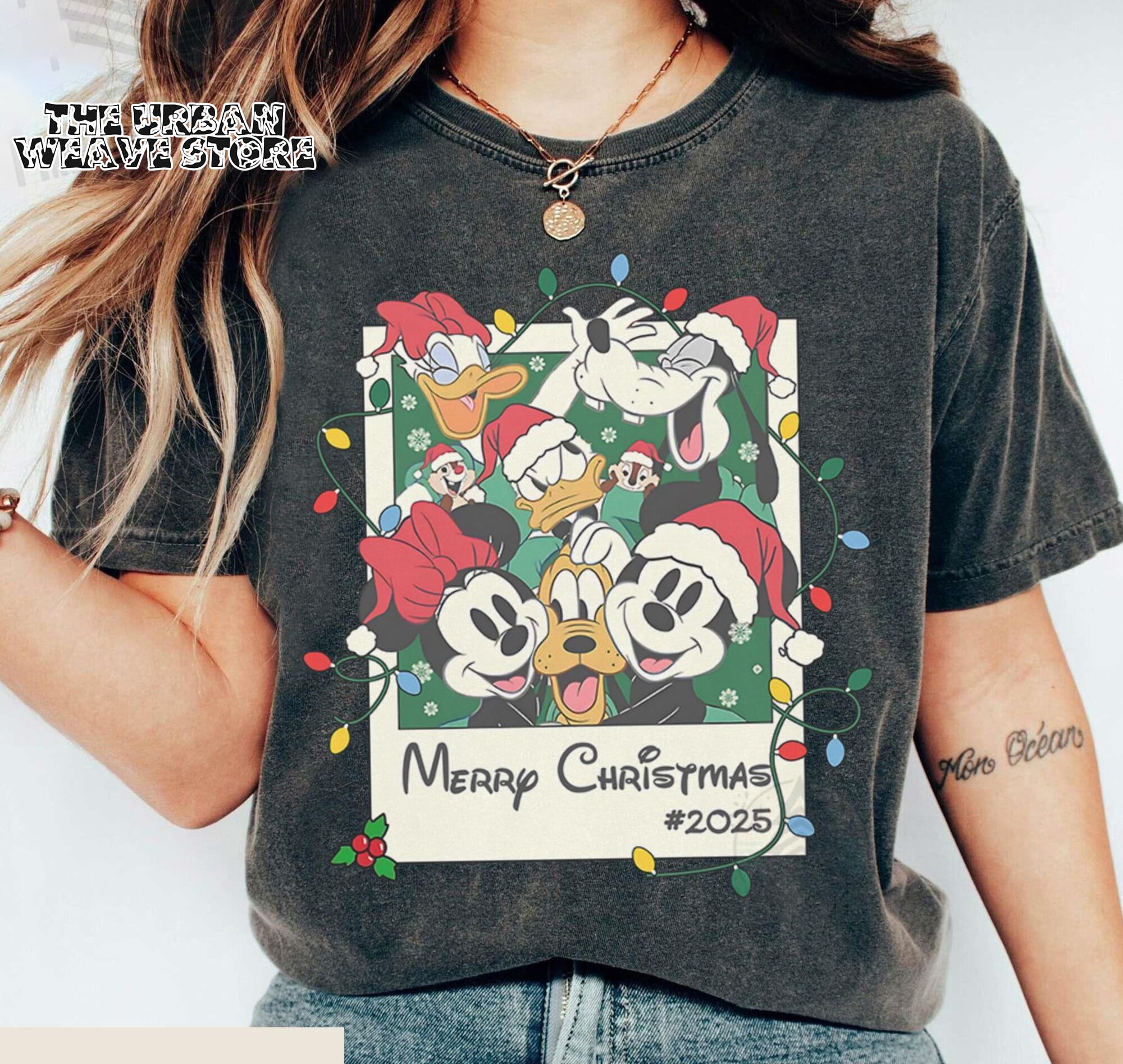 Disney Merry Christmas 2025 Mickey And Friends Photo Shirt Holiday ...