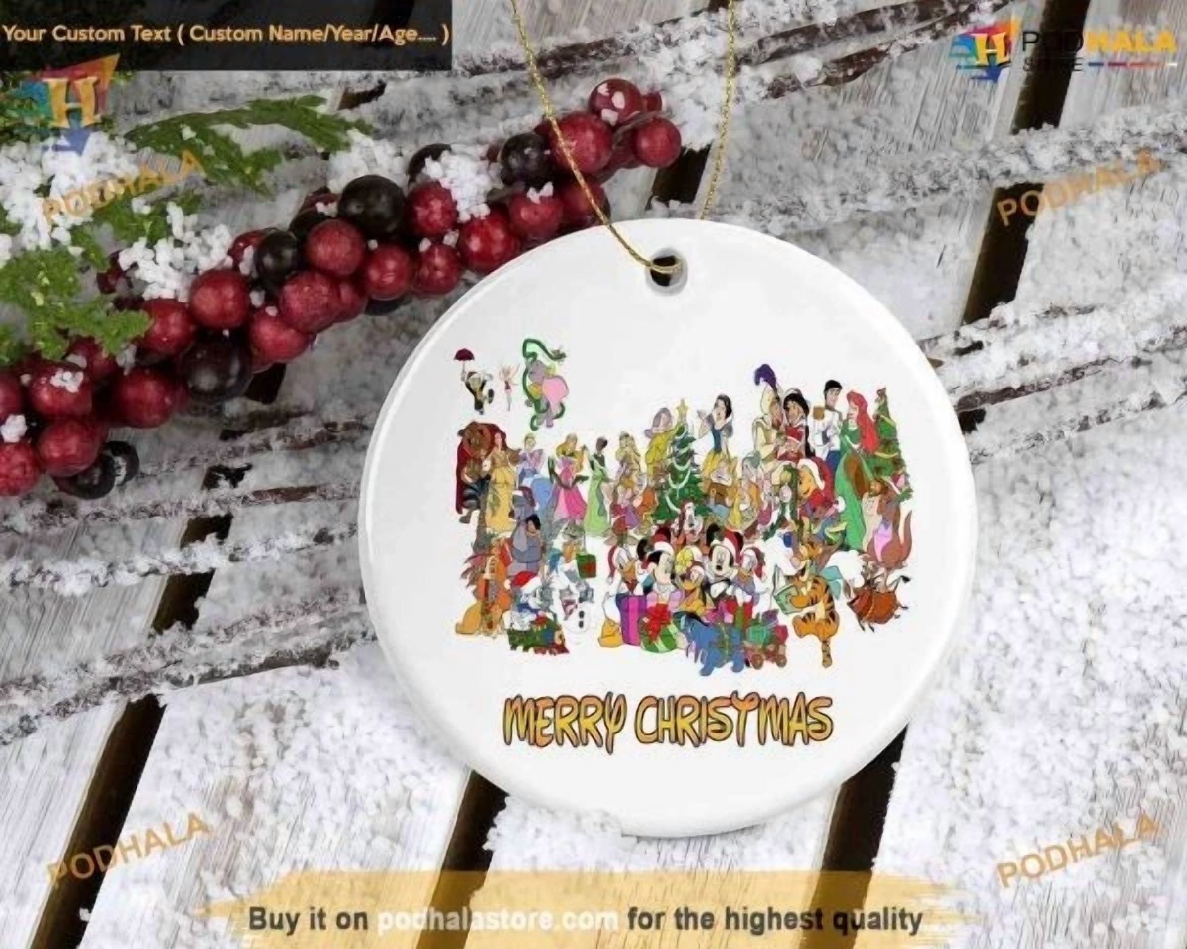 Disney Merry Noel Ornament, Timeless Disney World Noel Ceramic Ornament ...