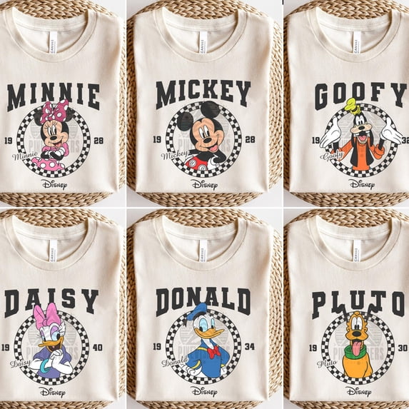 Disney Mickey And Friends Checkered Circle Retro Shirt Mickey Minnie T ...