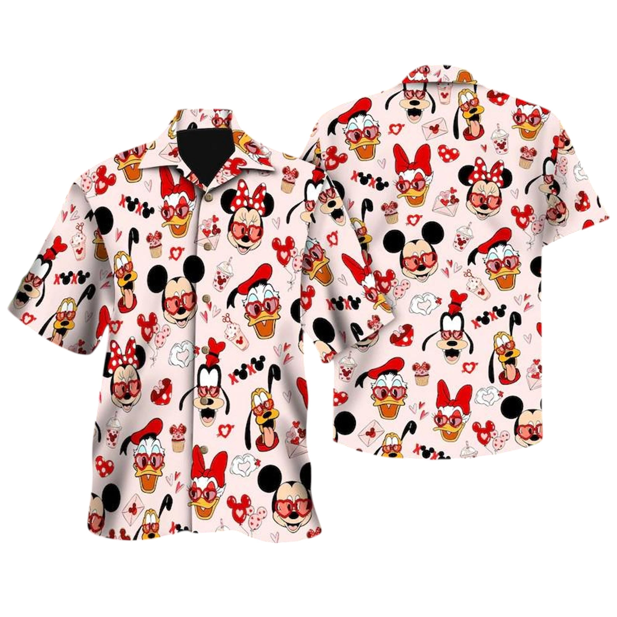 Disney Mickey And Friends Head Hawaiian Shirt, Mickey Mouse Valentine ...