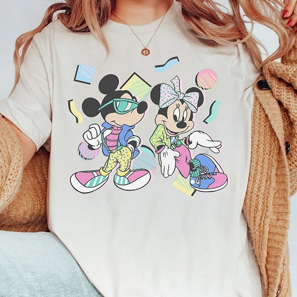 Disney Mickey And Friends Mickey & Minnie 80's Style Shirt,Charcoal ...