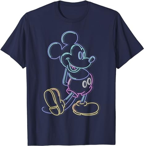 Disney Mickey And Friends Mickey Mouse Neon Line Portrait T-Shirt ...