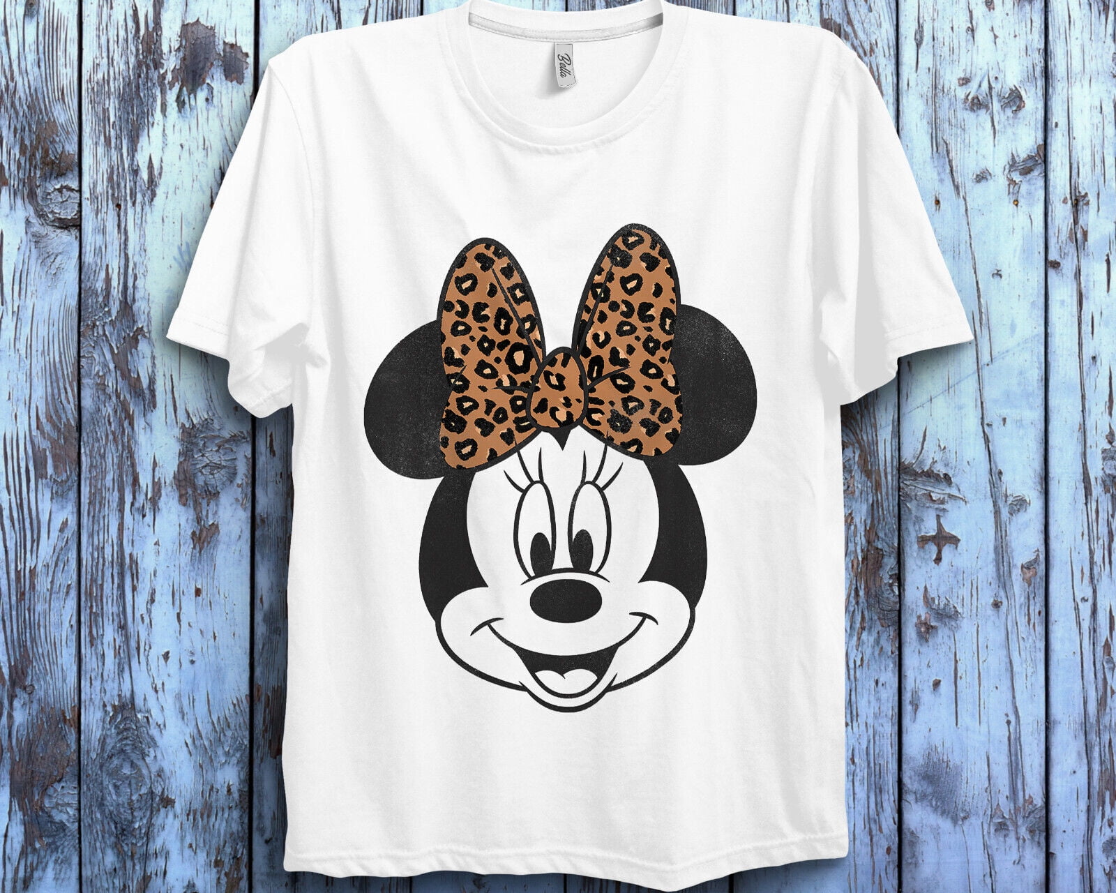 Disney Mickey And Friends Minnie Mouse Leopard Bow Unisex Adult T-shirt ...