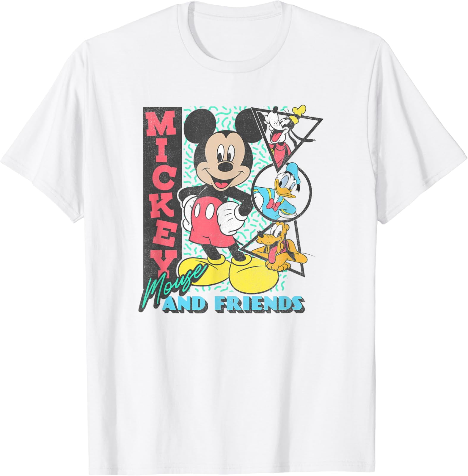 Disney Mickey And Friends Retro 90's Group Poster T-Shirt - Walmart.com