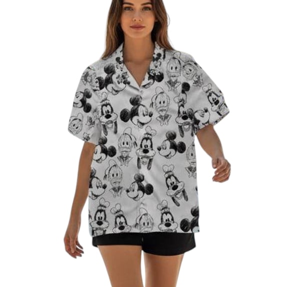 Disney Mickey And Friends Sketch Art Hawaiian Shirt, Mickey Mouse ...
