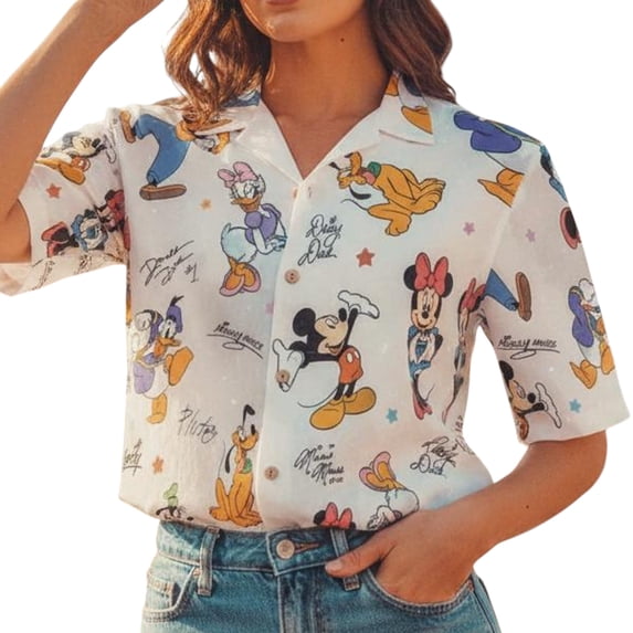 Disney Mickey And Friends Sketch Art Hawaiian T-shirt, Mickey Minnie ...
