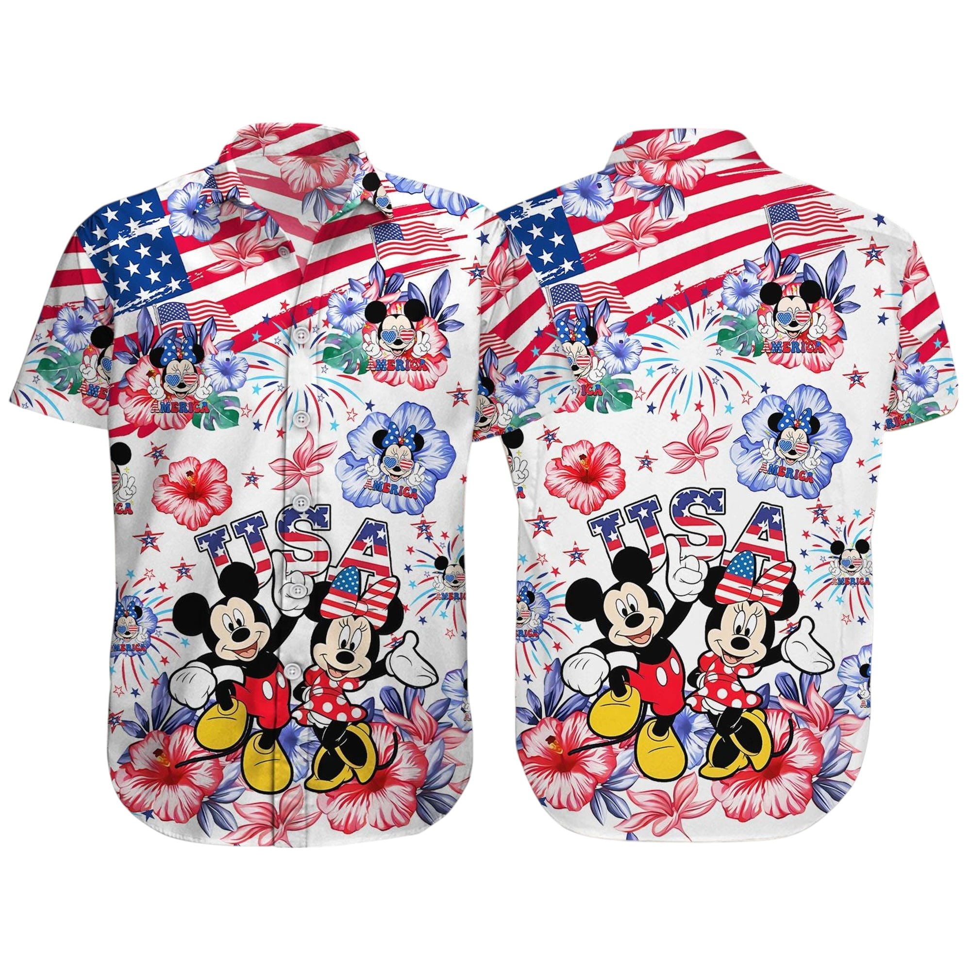 Disney Mickey And Minnie 4Th Of July Shirt Cartoon Fireworks Button ...