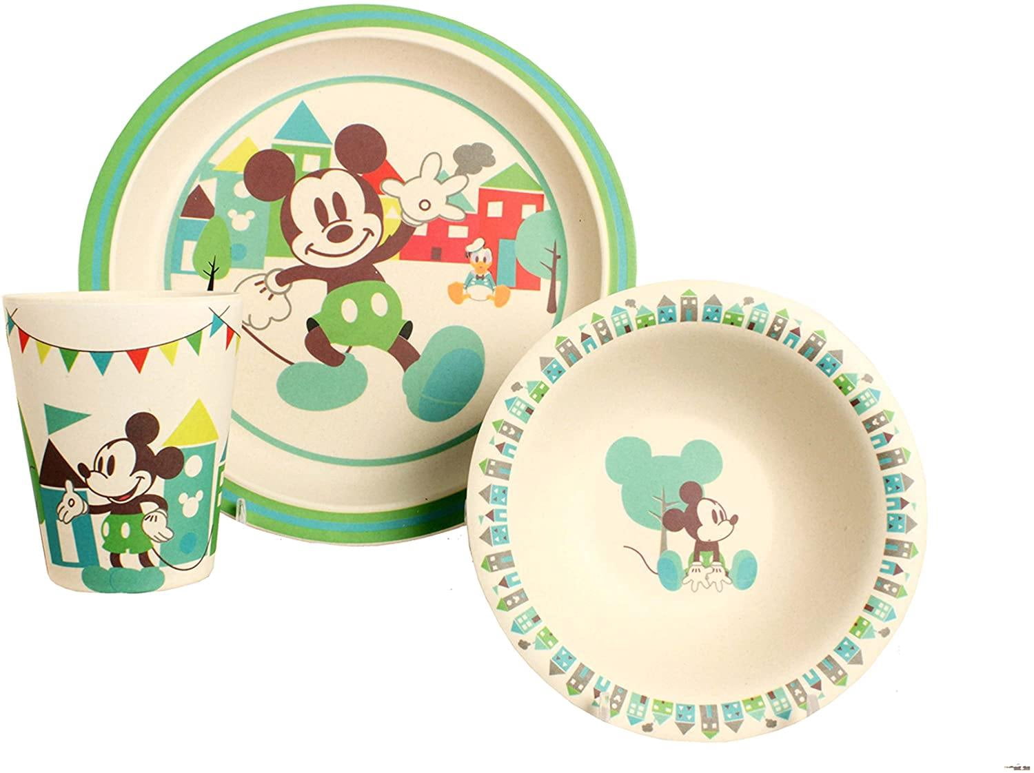 Disney Mickey Celebration 3pc Bamboo Dinnerware Set - Walmart.com