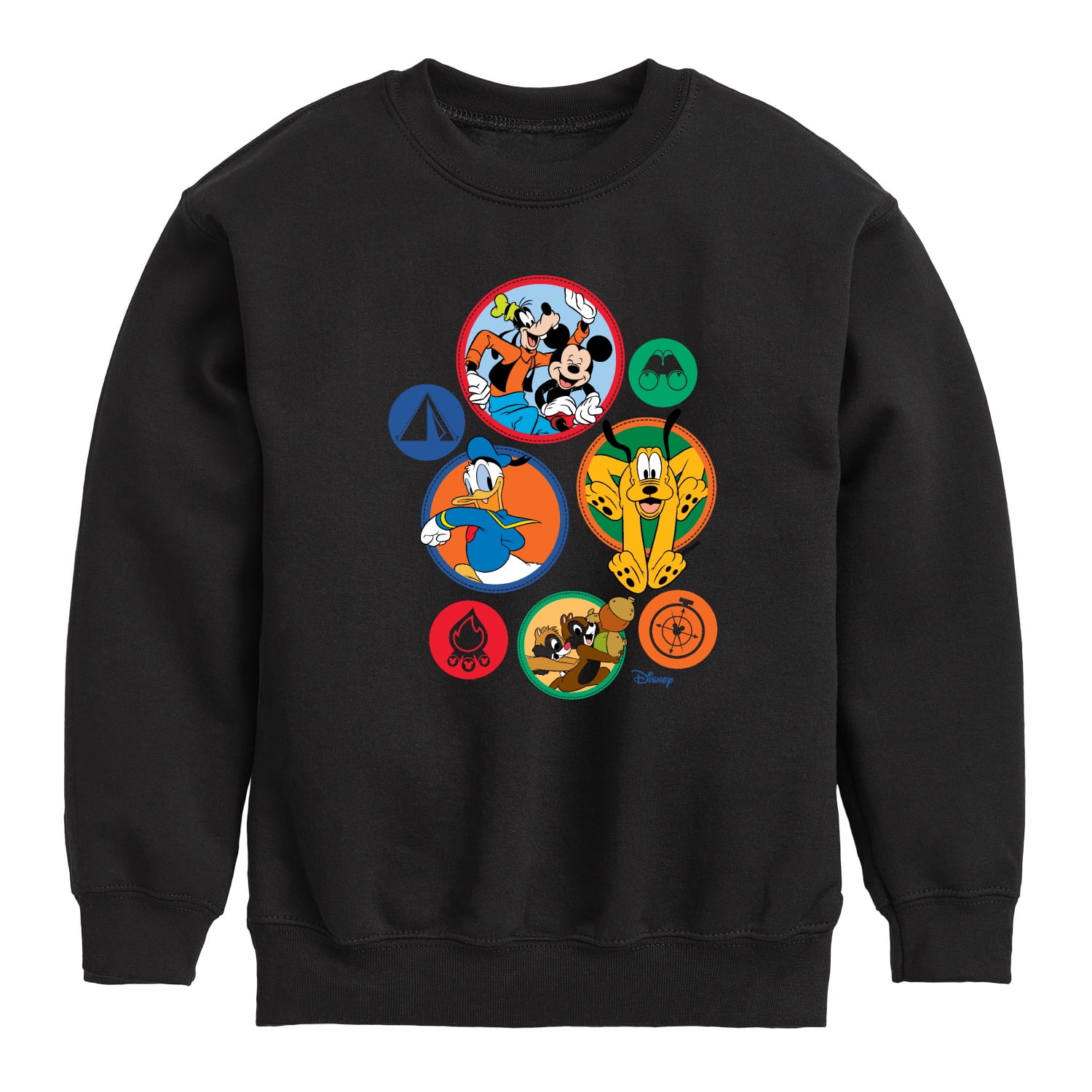 Disney - Mickey & Crew Camping Badges - Youth Crewneck Fleece ...