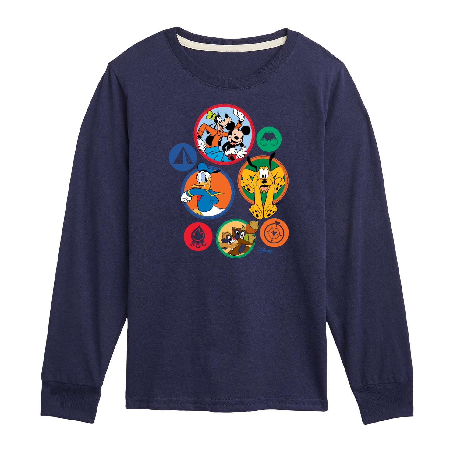 Disney - Mickey & Crew Camping Badges - Youth Long Sleeve Graphic T ...