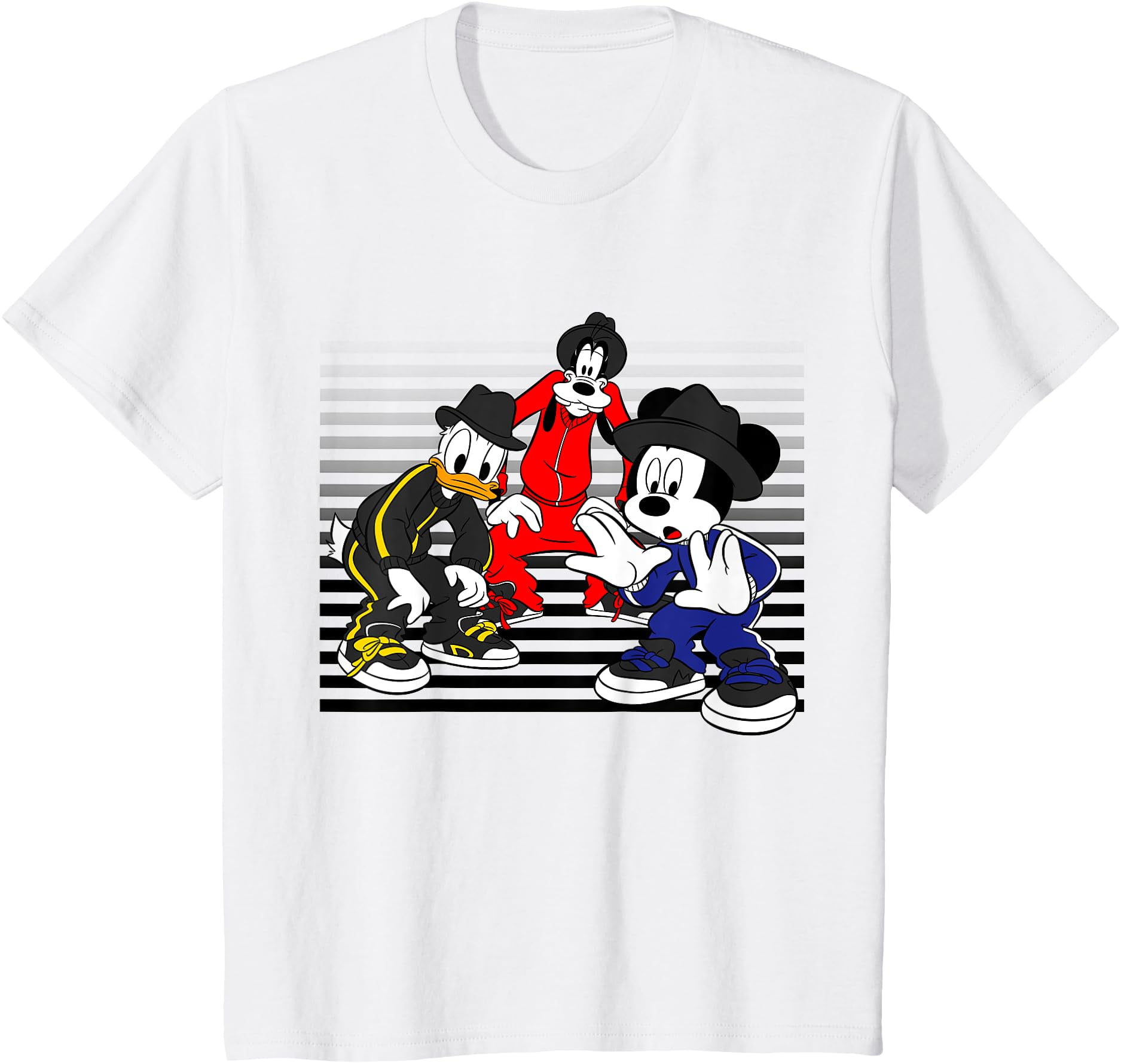 Disney Mickey, Donald & Goofy In Street Wear T-Shirt, White Color, Size ...