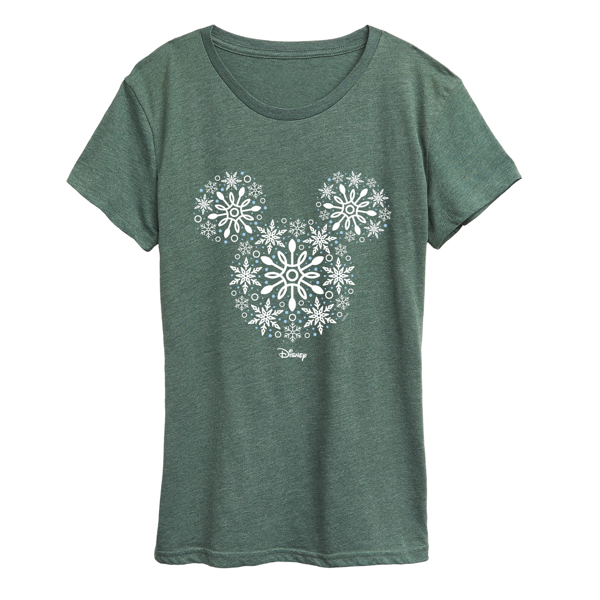 Disney - Mickey Ears Snowflakes - Women's Short Sleeve Graphic T-Shirt ...