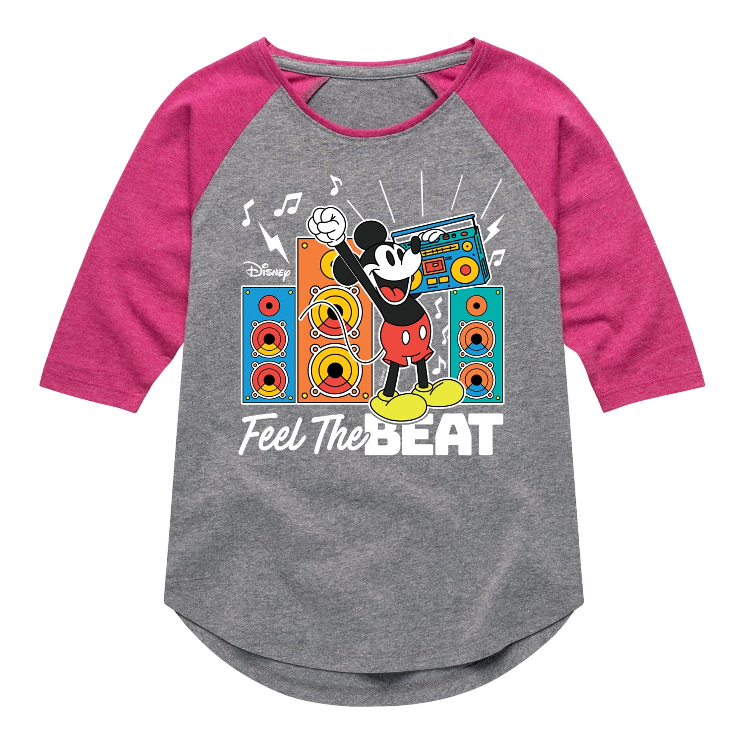 Disney - Mickey Feel The Beat - Toddler & Youth Girls Raglan Graphic T ...