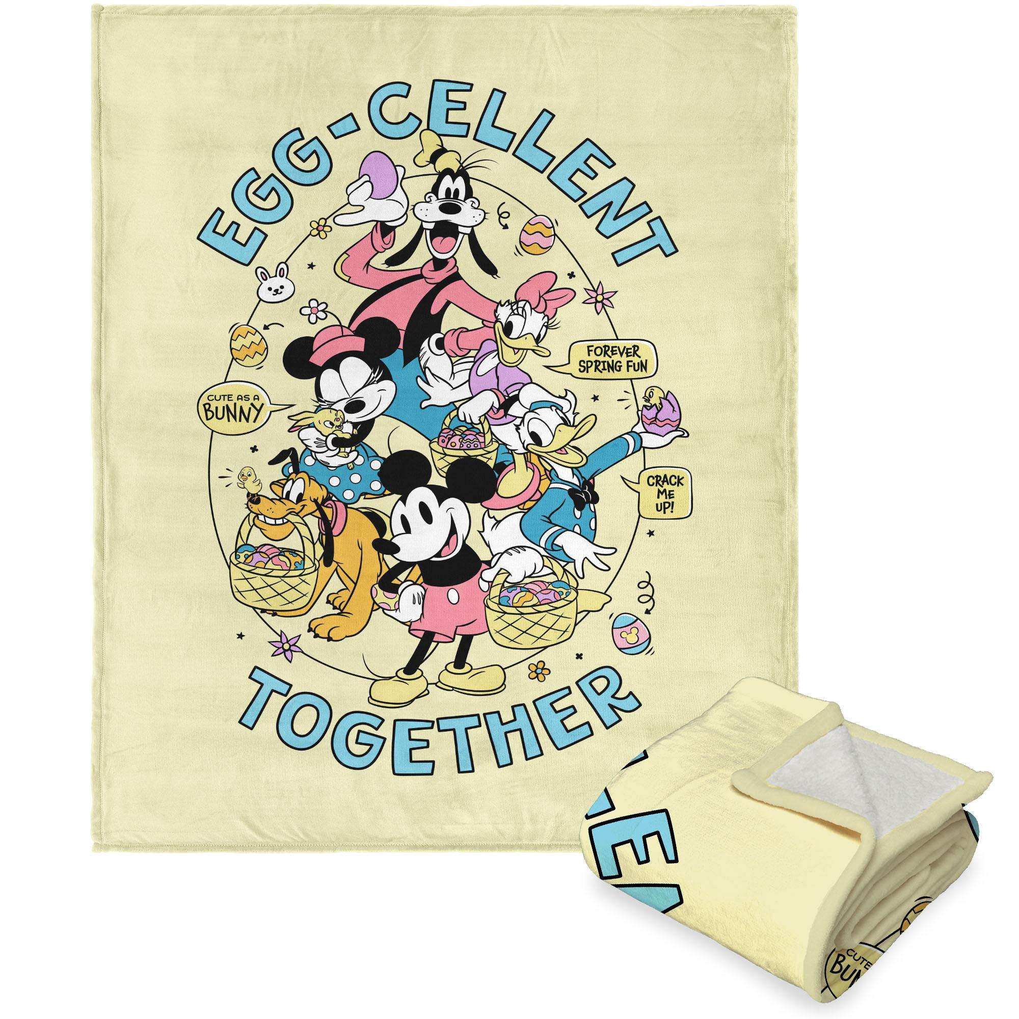 Disney Mickey & Friends Eggcellent Kids Silk Touch Sherpa Throw Blanket ...