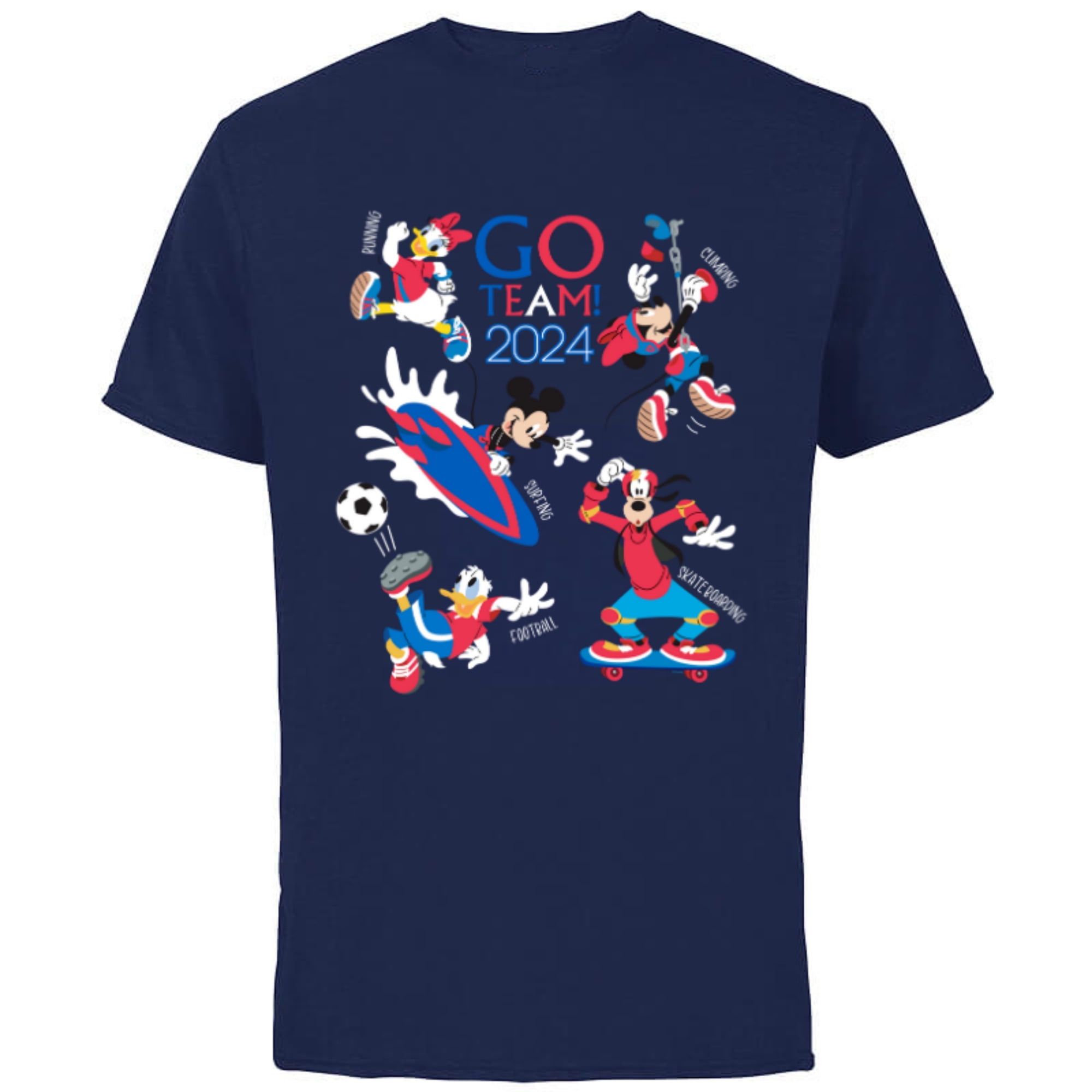 Disney Mickey & Friends Sports Let the Games Begin 2024- Short Sleeve Cotton T-Shirt for Adults ...