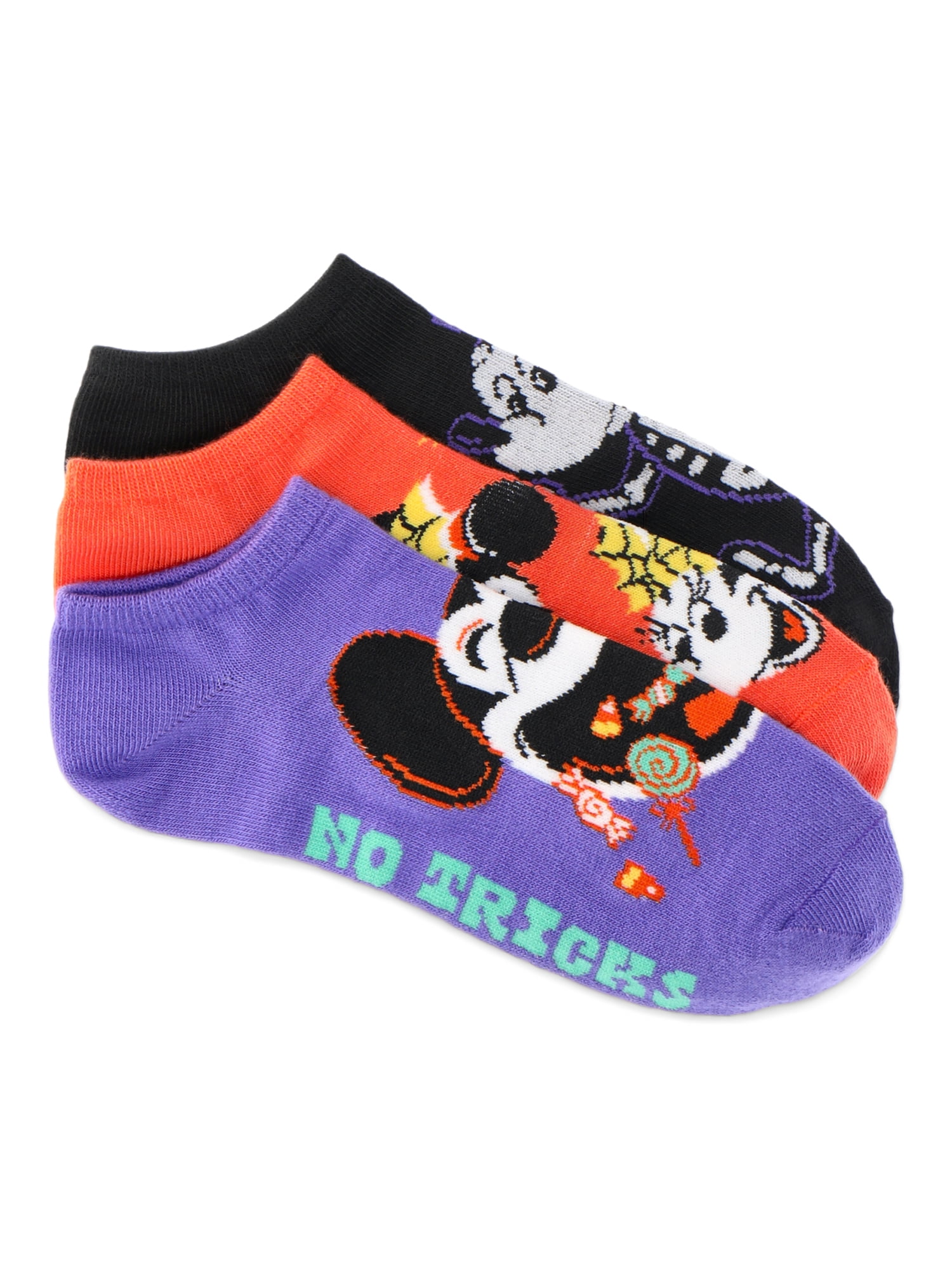 Disney Mickey & Friends Women's Halloween No-Show Socks, 3-Pack, Size 4 ...