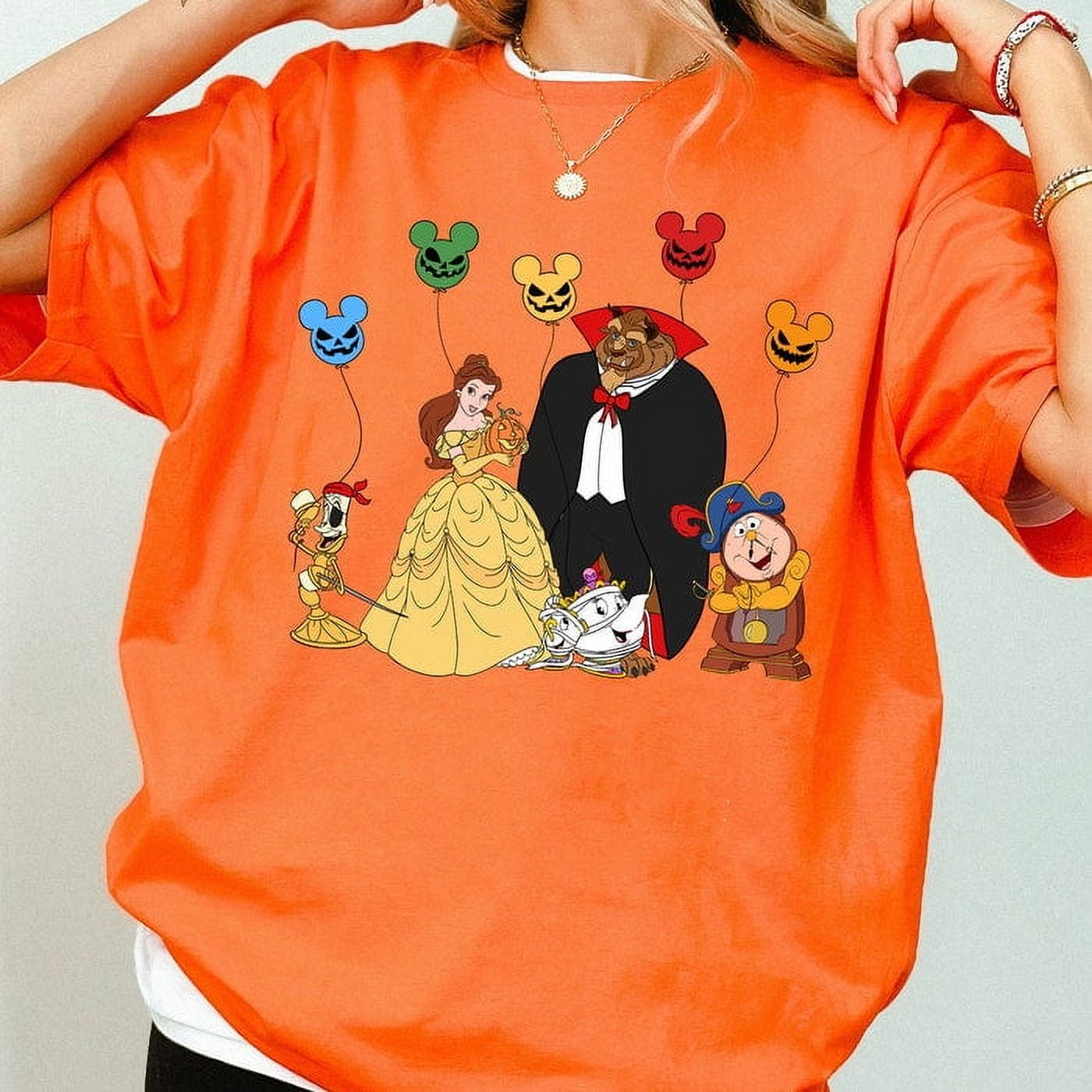 Disney Mickey Halloween Balloon Beauty and The Beast Shirt, Spooky ...