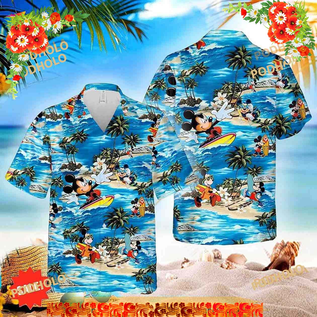Disney Mickey Hawaiian 3D Shirt - Walmart.com