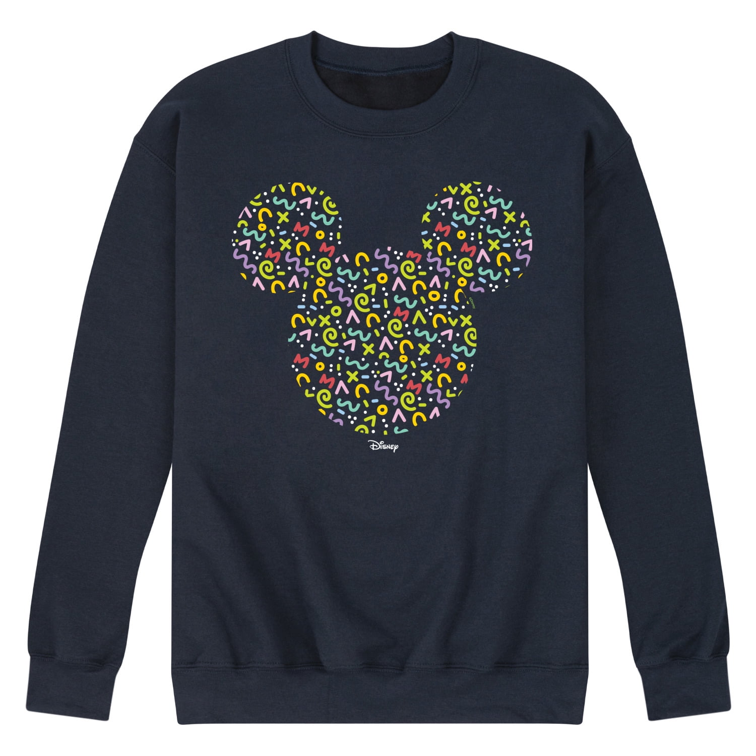 Disney - Mickey Head With Pattern - Men's Crew Neck Fleece Pullover ...