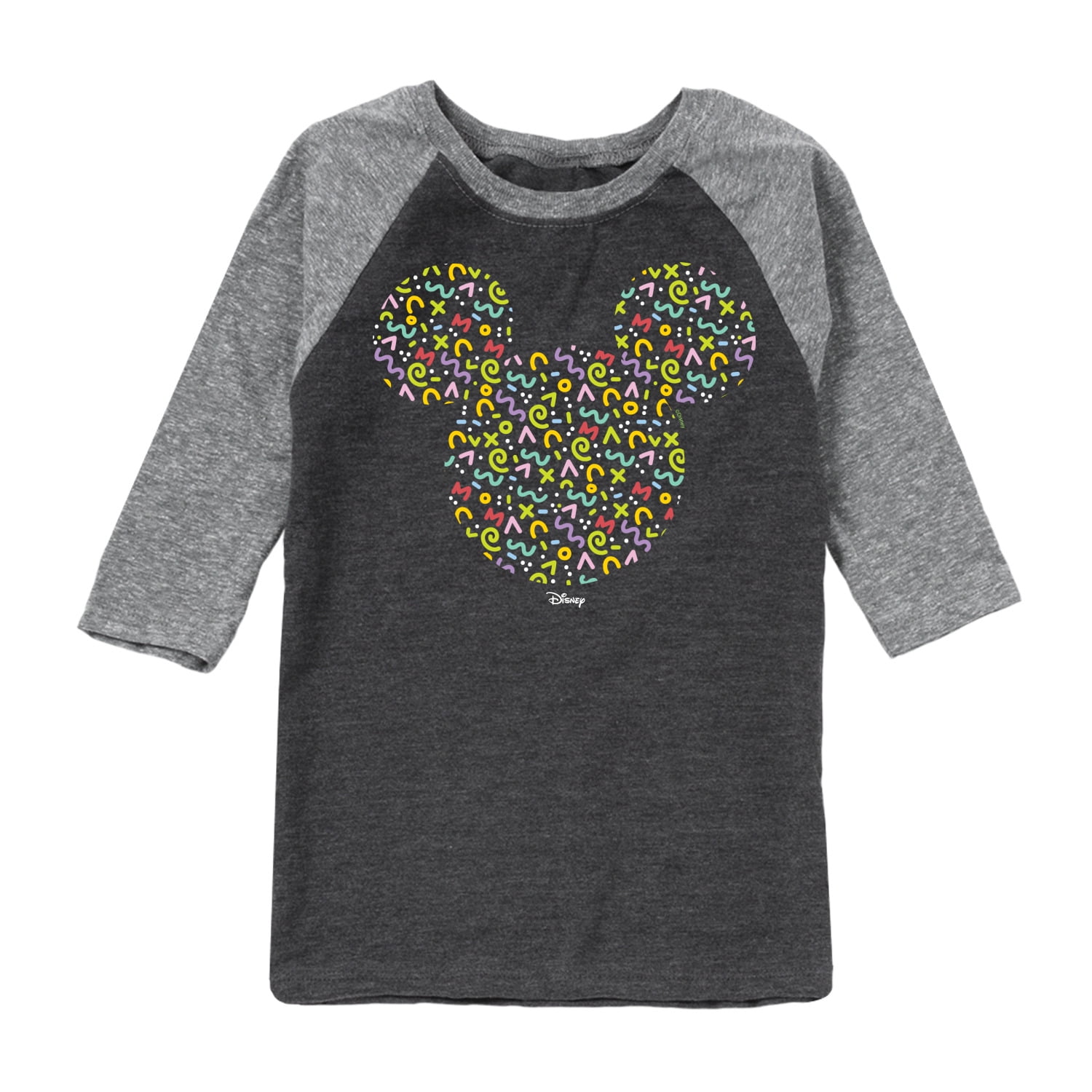 Disney - Mickey Head With Pattern - Toddler & Youth Raglan Graphic T ...