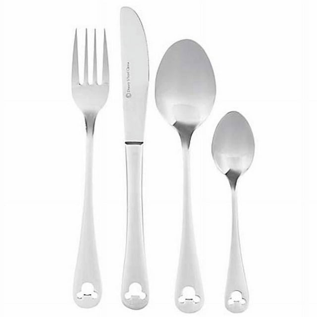 Disney Mickey Icon 24 pcs Silverware Flatware Set Satin Finish New With ...