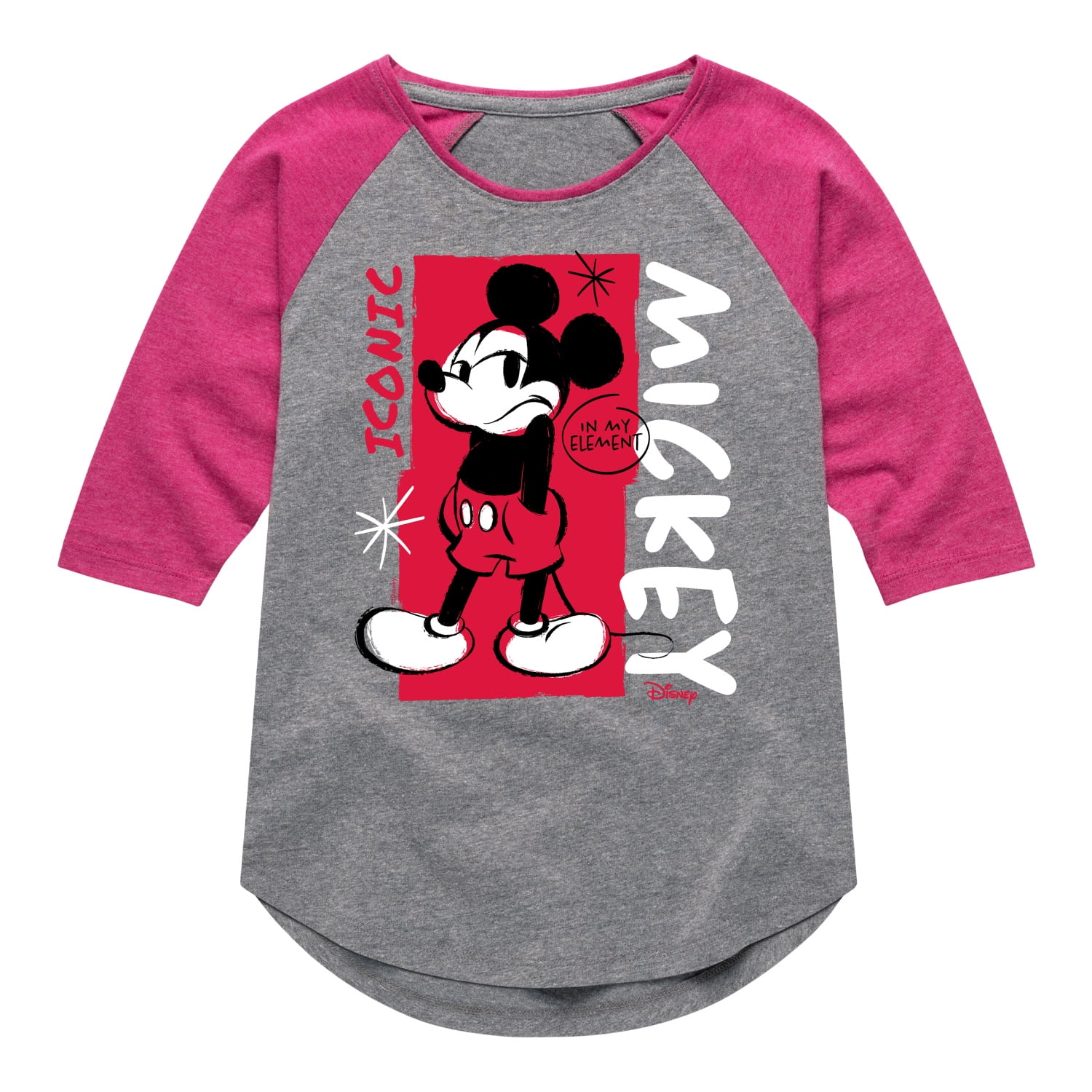 Disney - Mickey Iconic - Toddler & Youth Girls Raglan Graphic T-Shirt ...