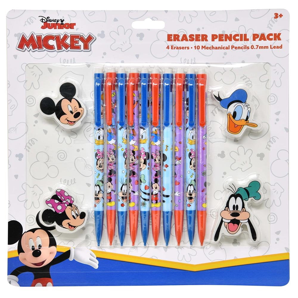 Disney Mickey & Minnie 10pk Mechanical Pencils with 4 Shaped Erasers on ...