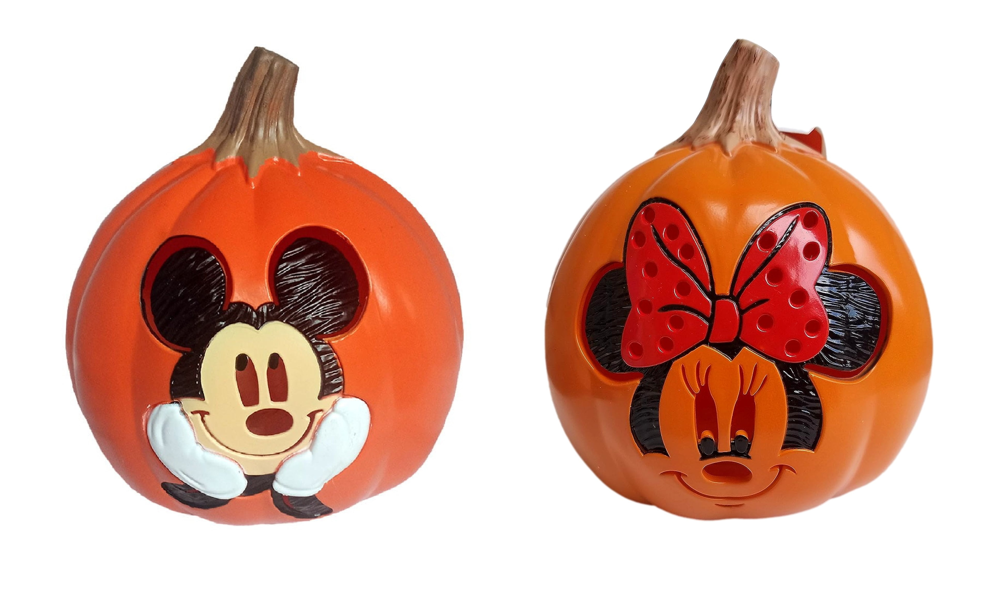 Disney Mickey & Minnie 7 Inch Plastic Light Up Mini Pumpkins Set ...