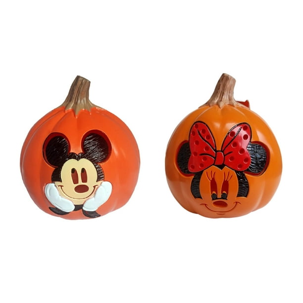Disney Mickey & Minnie 7 Inch Plastic Light Up Mini Pumpkins Set ...