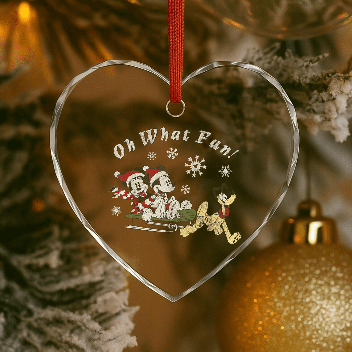 Disney Mickey Minnie And Pluto Oh What Fun Noel Sled Orrnament ...