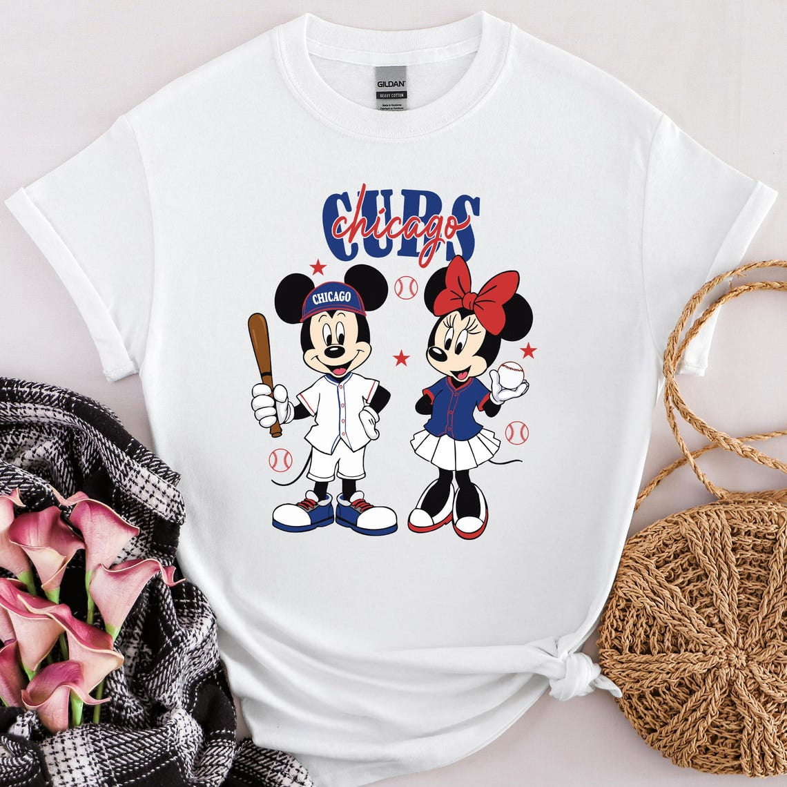 Disney Mickey Minnie Cubs Baseball Shirt, Disney Chicago Baseball Fan Gift,Black Color,Size L ...