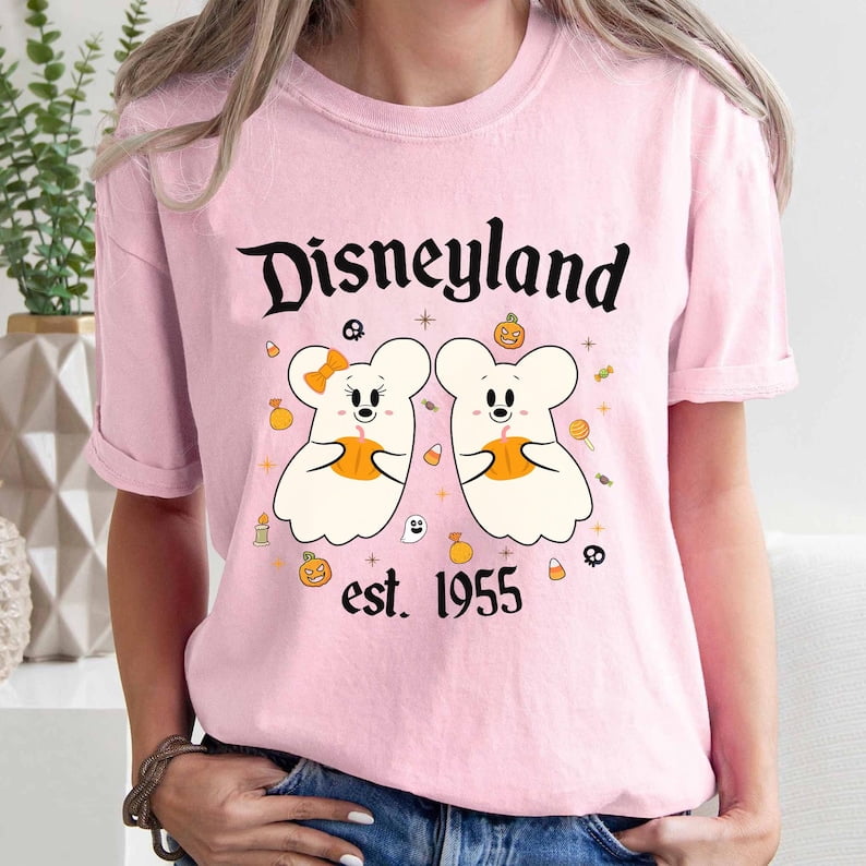 Disney Mickey Minnie Ghost Shirt, Spooky Season with Pumpkin Tee ...