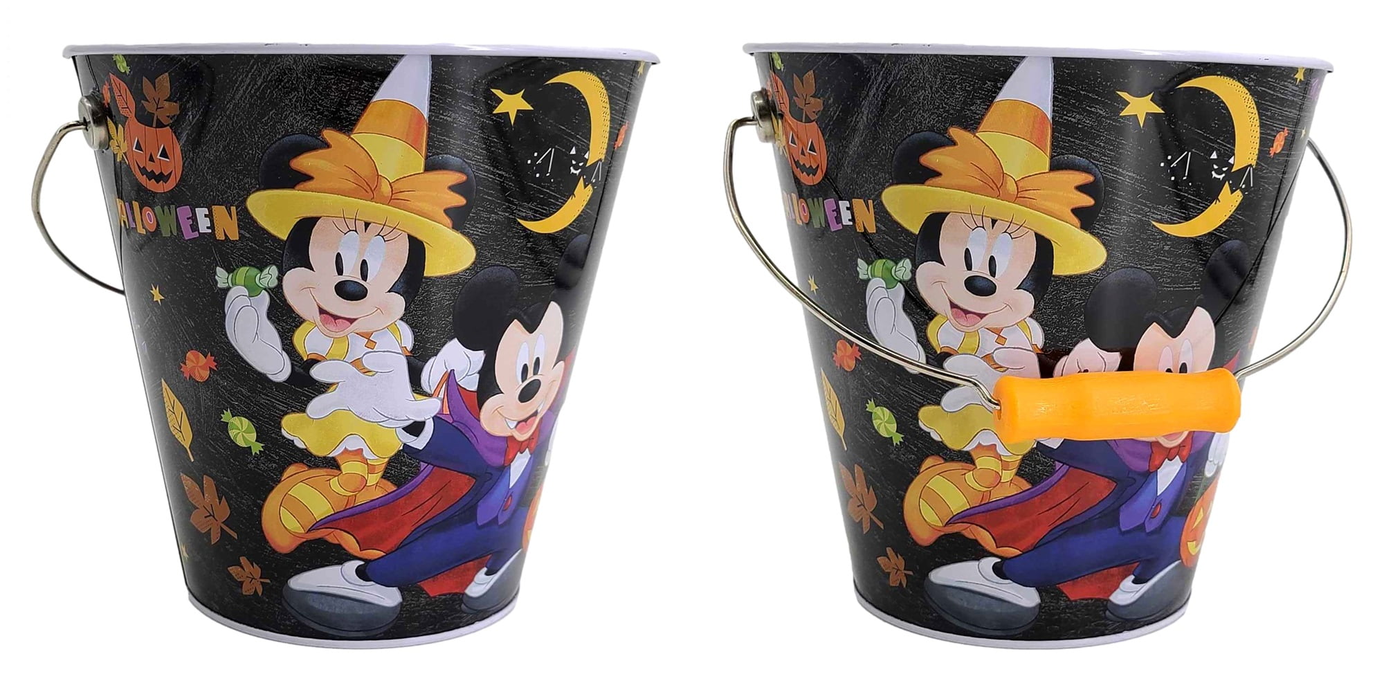 Disney Mickey Minnie Halloween Candy Buckets Set of 2 Metal Pail 7 Inch ...