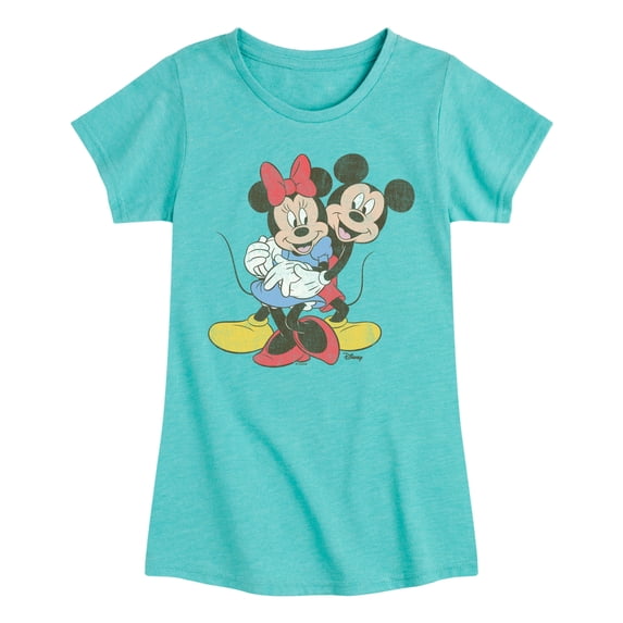 Disney - Mickey Minnie Hug - Youth Girls Fitted Short Sleeve T-Shirt ...