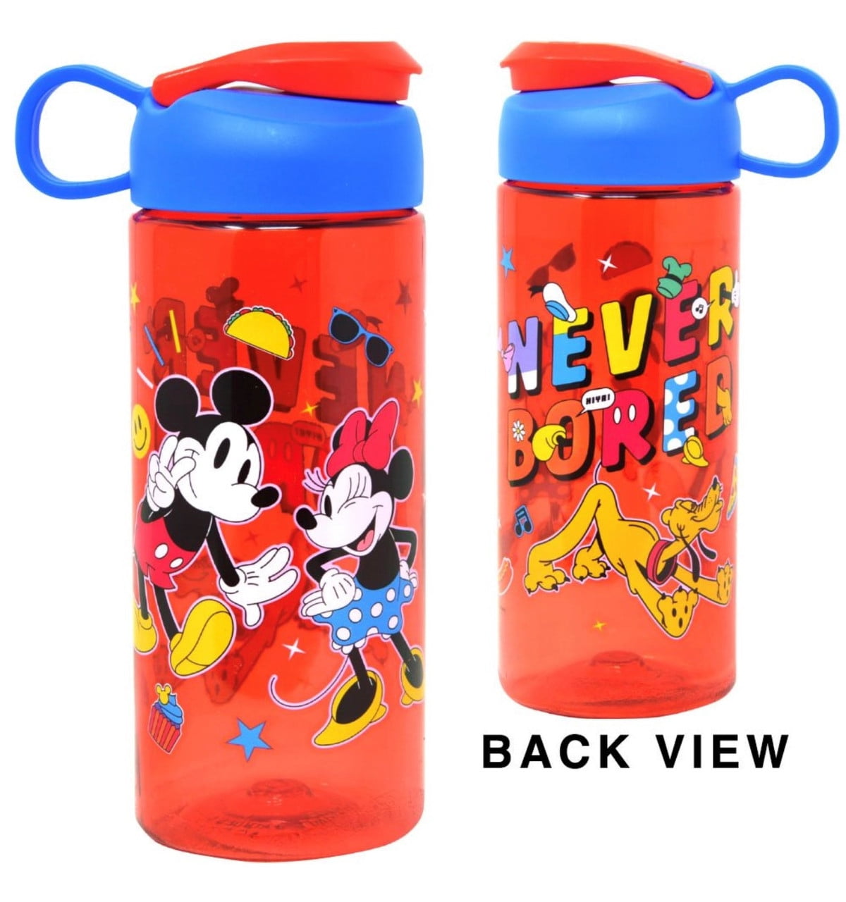 Disney Kids Plastic Snap Lid Water Bottle, BPA Free, Mickey & Minnie ...