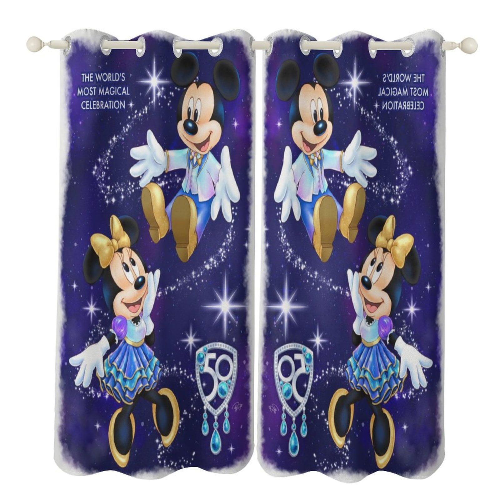Disney-Mickey & Minnie Mouse Curtains 72 inch,2 Panels Set,100% ...