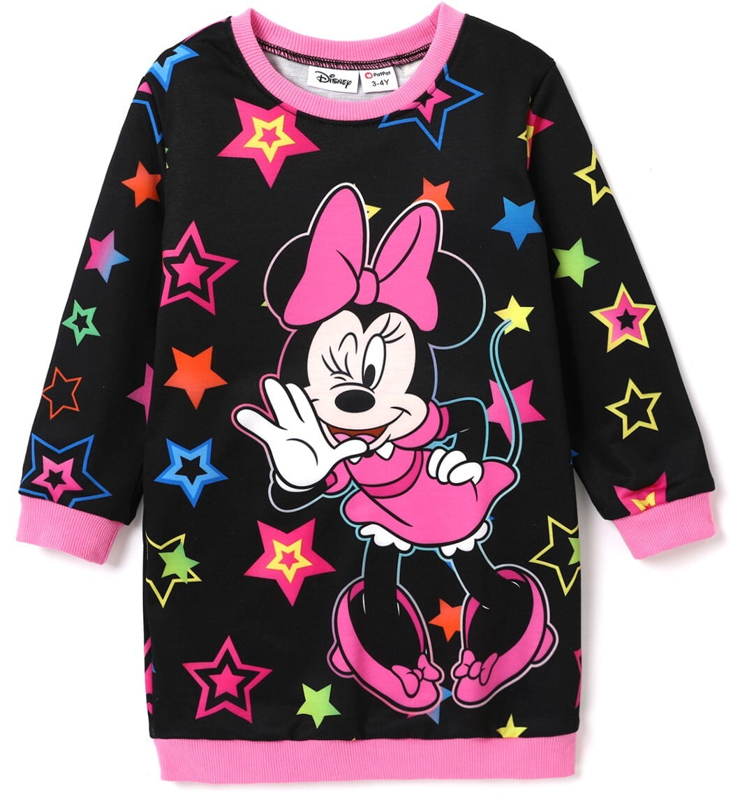 Disney Mickey Minnie Mouse Girls Dresses Black Graphic Ugly Sweatshirts ...