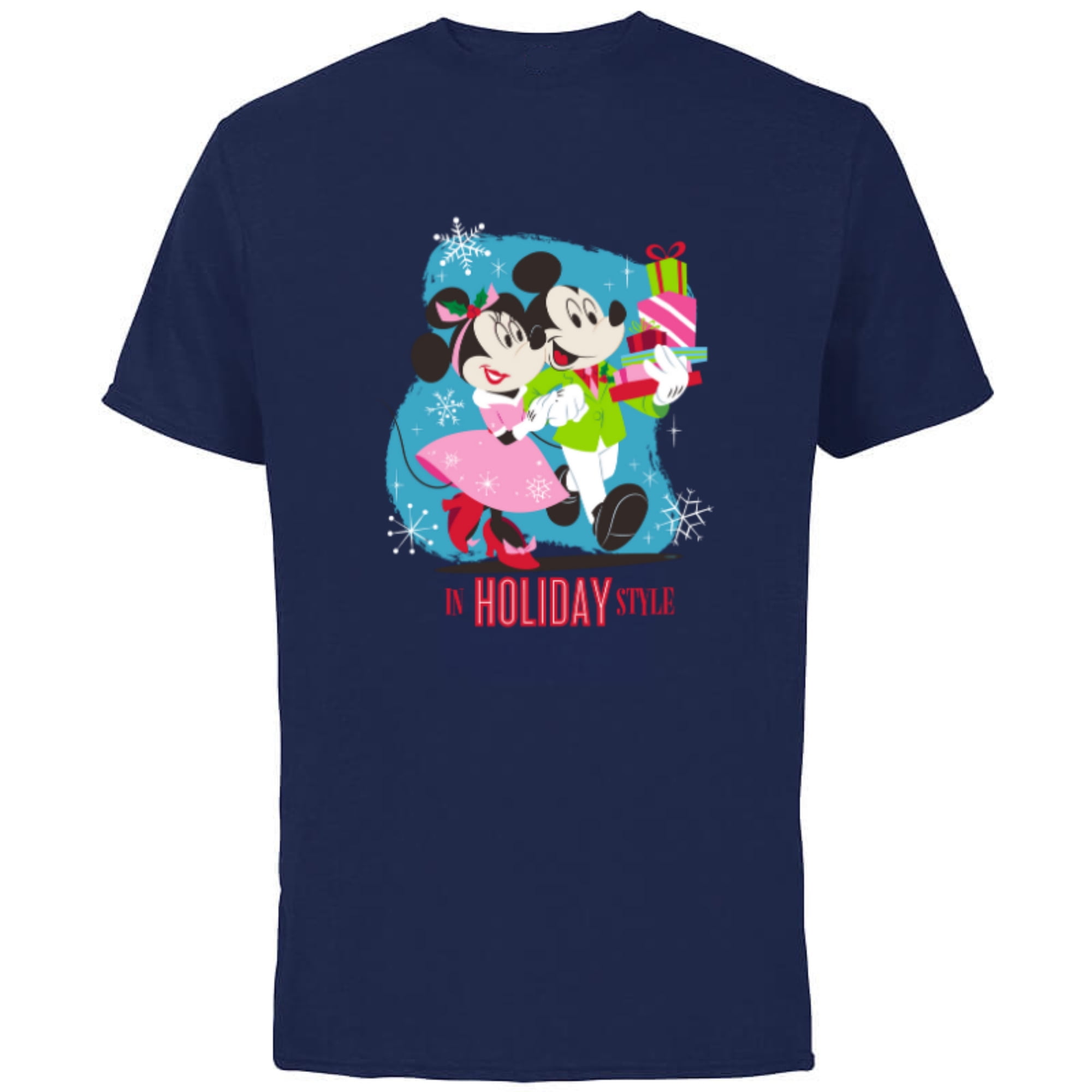 Disney Mickey & Minnie Mouse In Holiday Style - Short Sleeve Cotton T ...