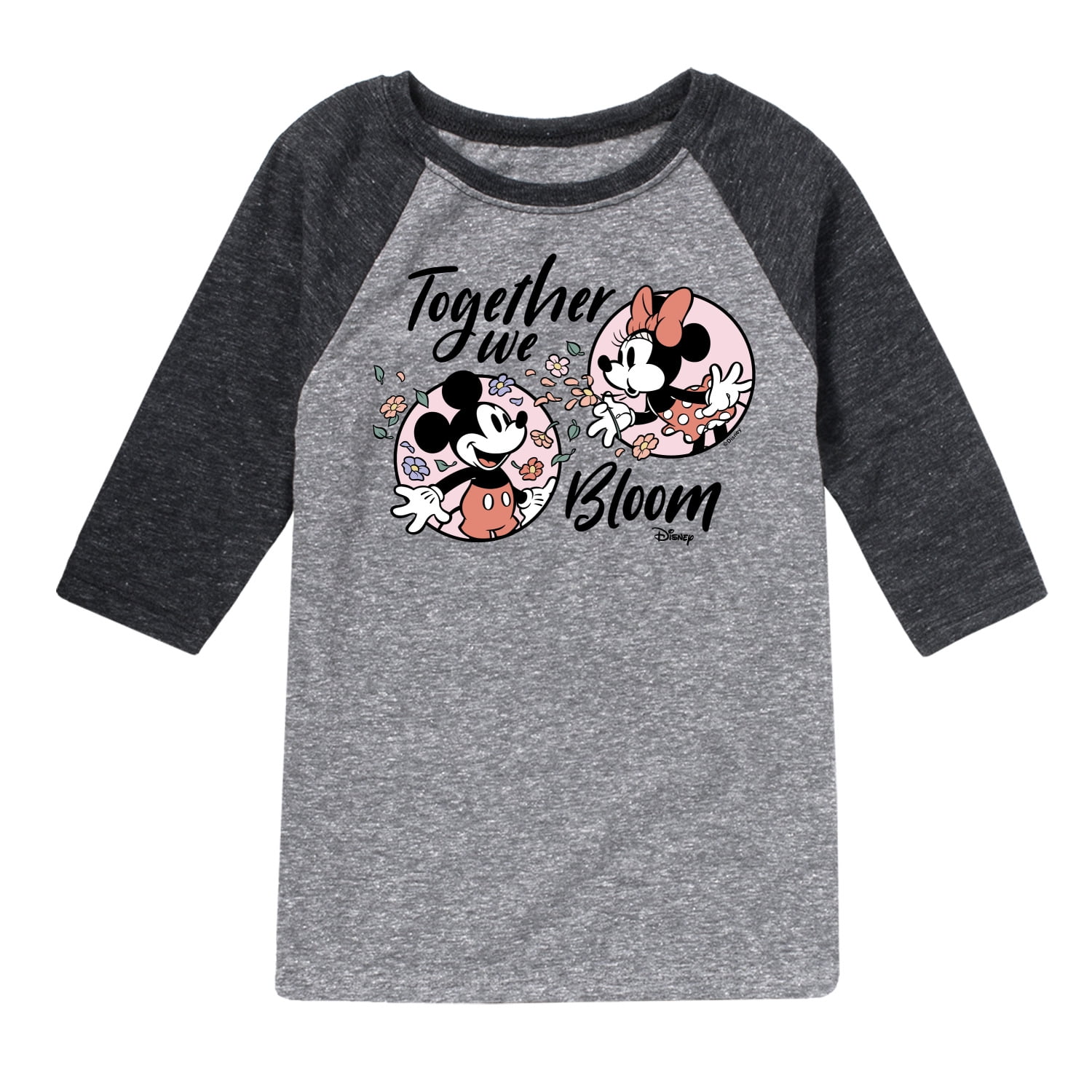 Disney - Mickey & Minnie - Together We Bloom - Youth Raglan Graphic T ...