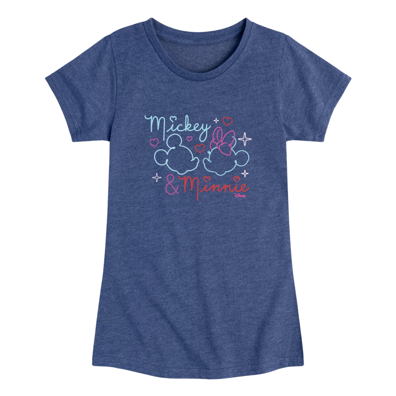 Disney - Mickey & Minnie Together in Neon - Toddler & Youth Girls Short ...