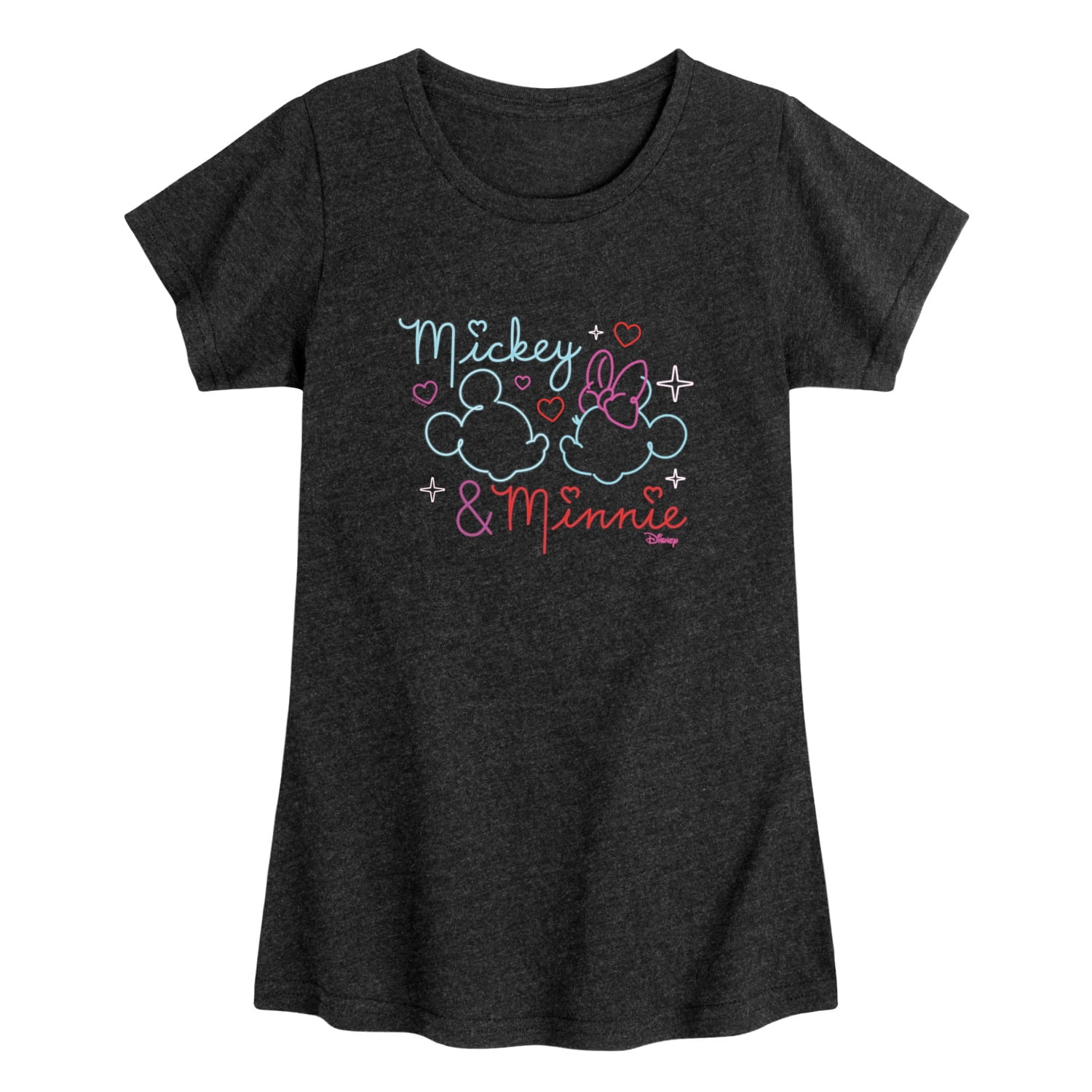 Disney - Mickey & Minnie Together in Neon - Toddler & Youth Girls Short ...