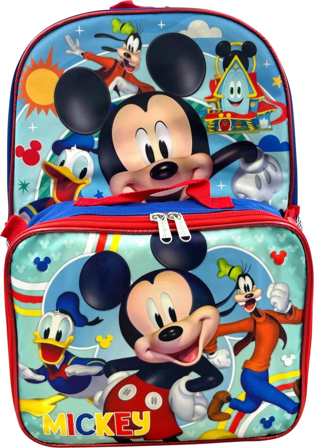 Disney Mickey Mouse 16" Backpack With Detachable Lunch Box Mickey-Fun ...