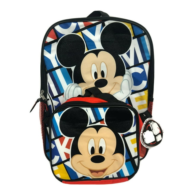 Ruz Disney Mickey Mouse Backpack with Lunch Box, Mutitcolor, 2-Piece ...