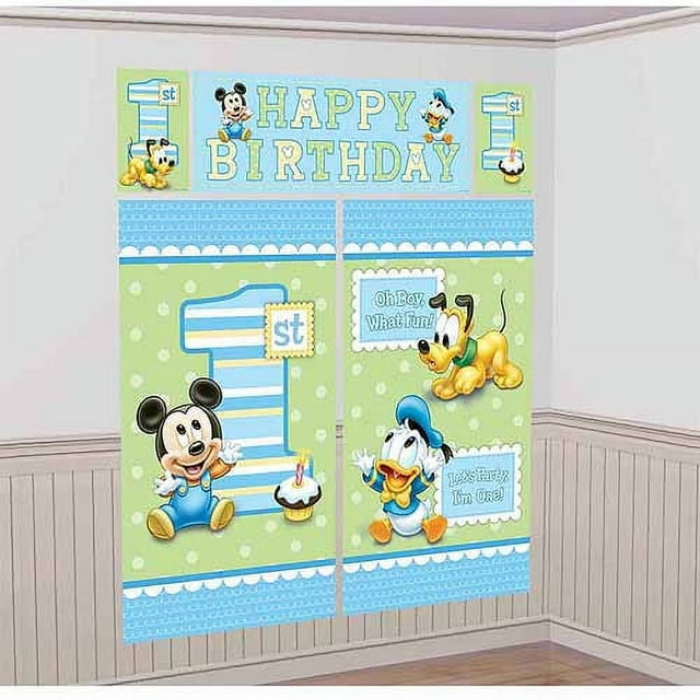 Disney Mickey Mouse 1st Birthday Scene Setter - Walmart.com