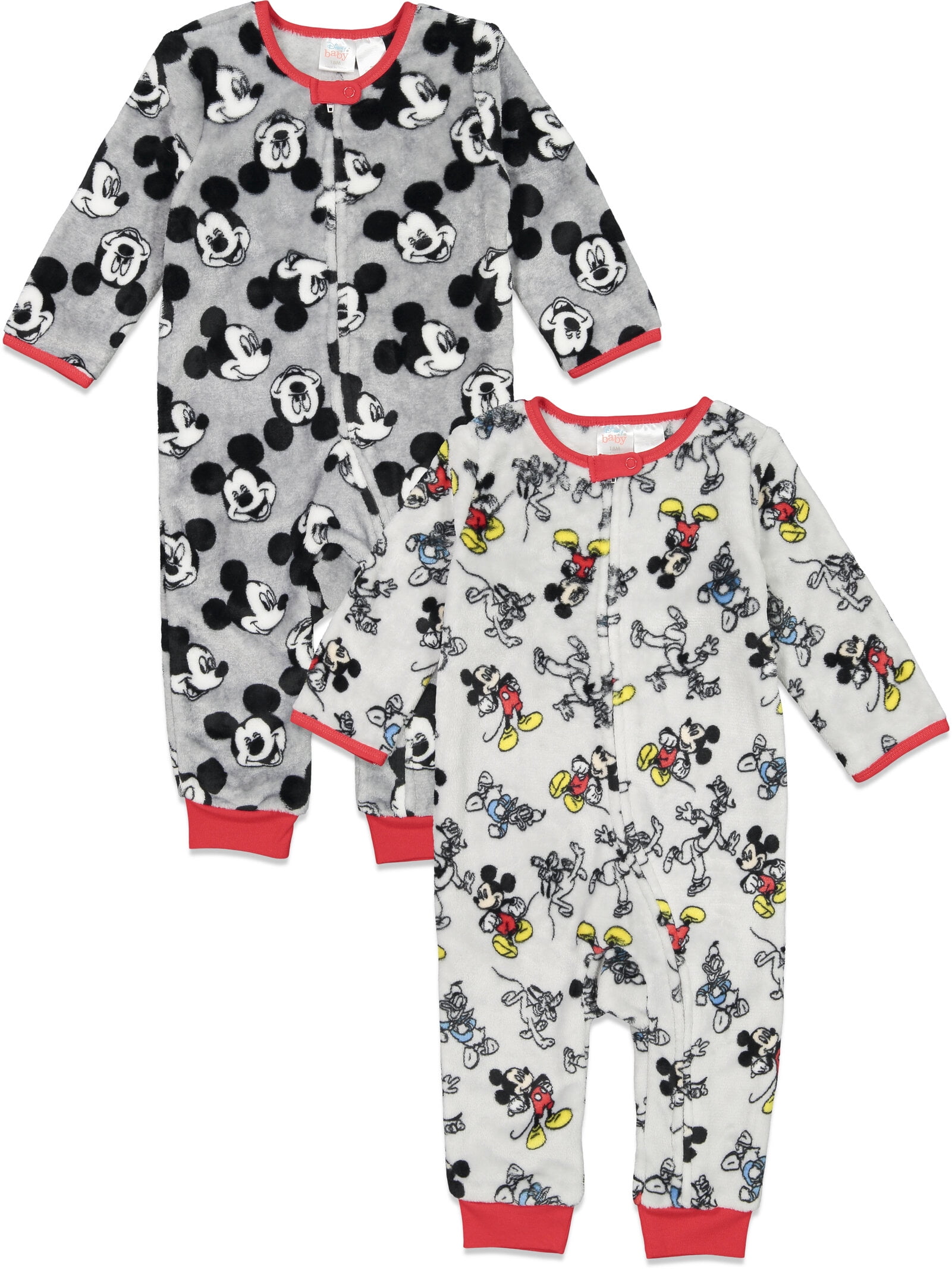 Disney Mickey Mouse 2 Pack Zip Up Coveralls Woobie Infant - Walmart.com