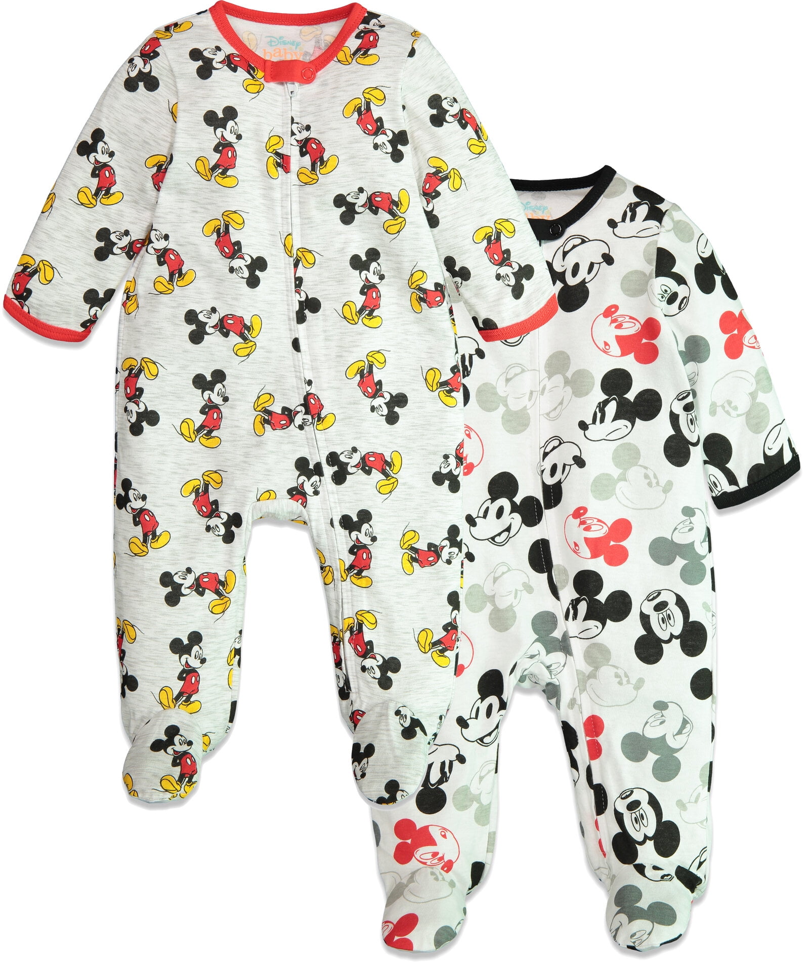 Disney Mickey Mouse Baby Sleepers, 2 Pack Zip Up Sleep N' Play ...