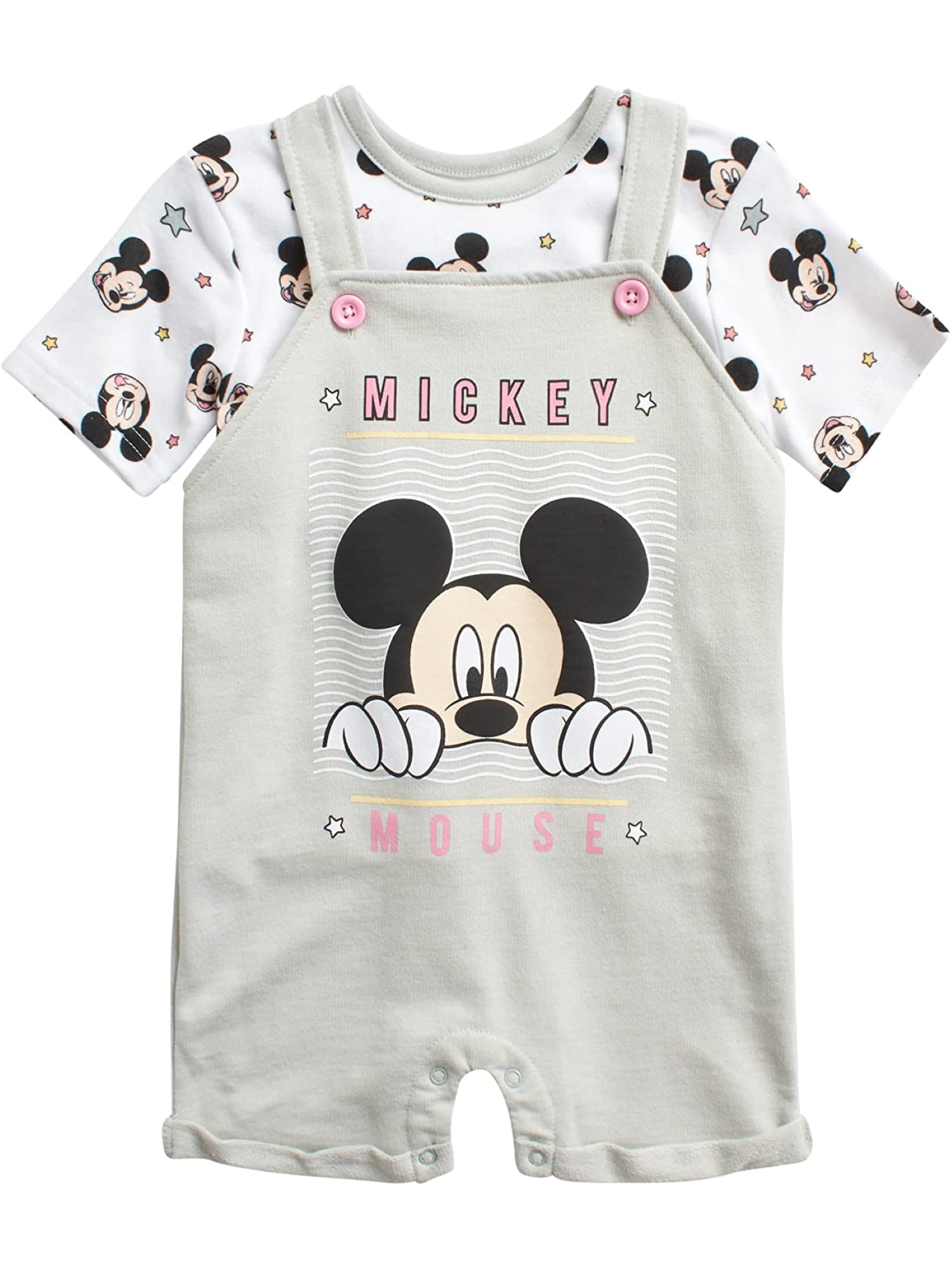 Disney Mickey Mouse 2 Piece T-Shirt and Shortall Set (Baby Boys ...