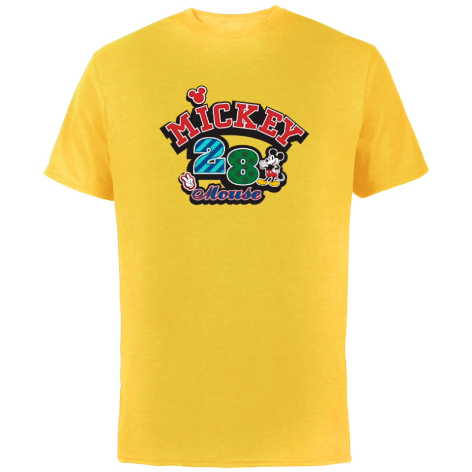 Disney Mickey Mouse 28 Varsity - Short Sleeve Cotton T-Shirt for Adults ...