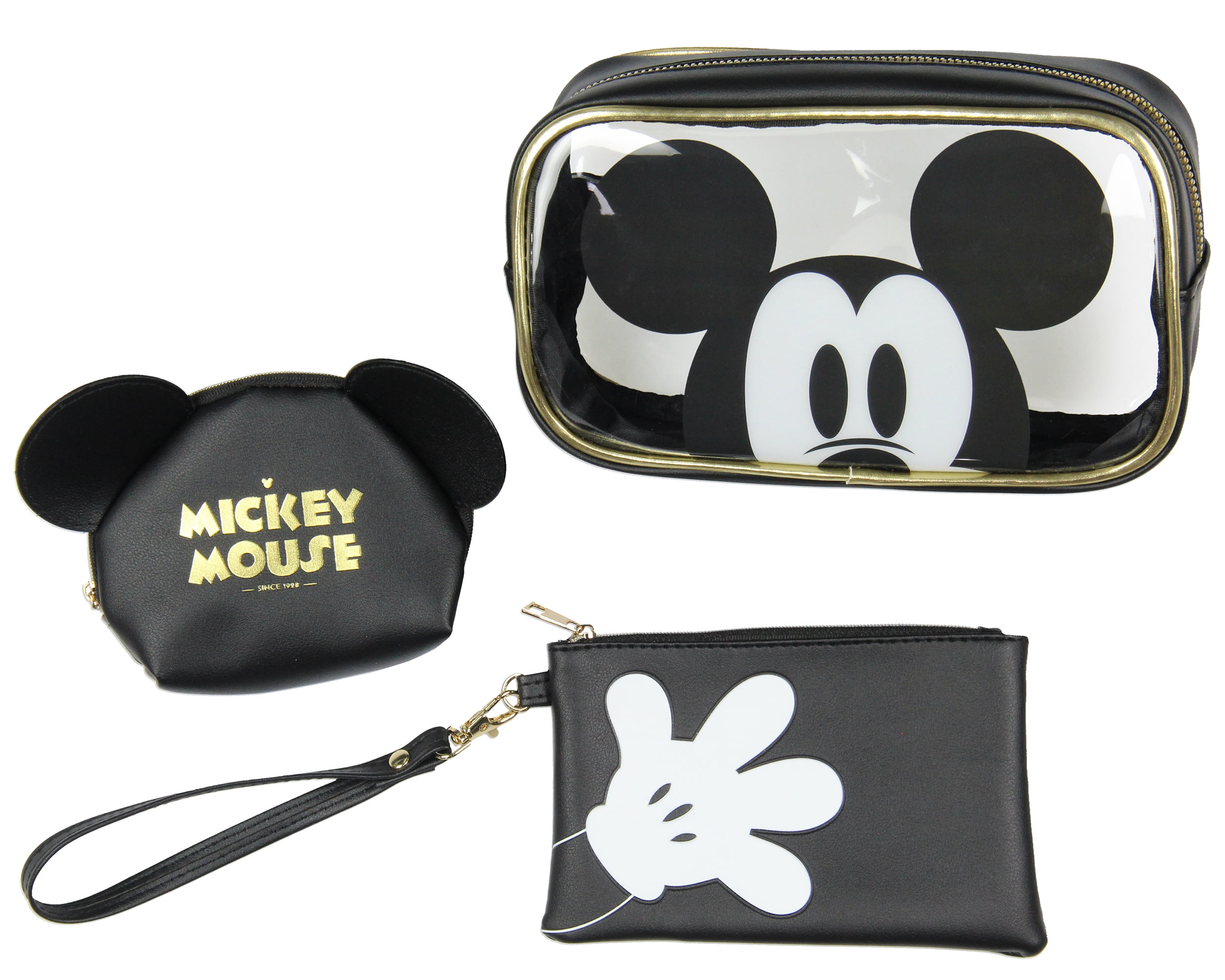 Disney Mickey Mouse 3-Piece Toiletry Bag Set With Clear Cosmetic Bag ...